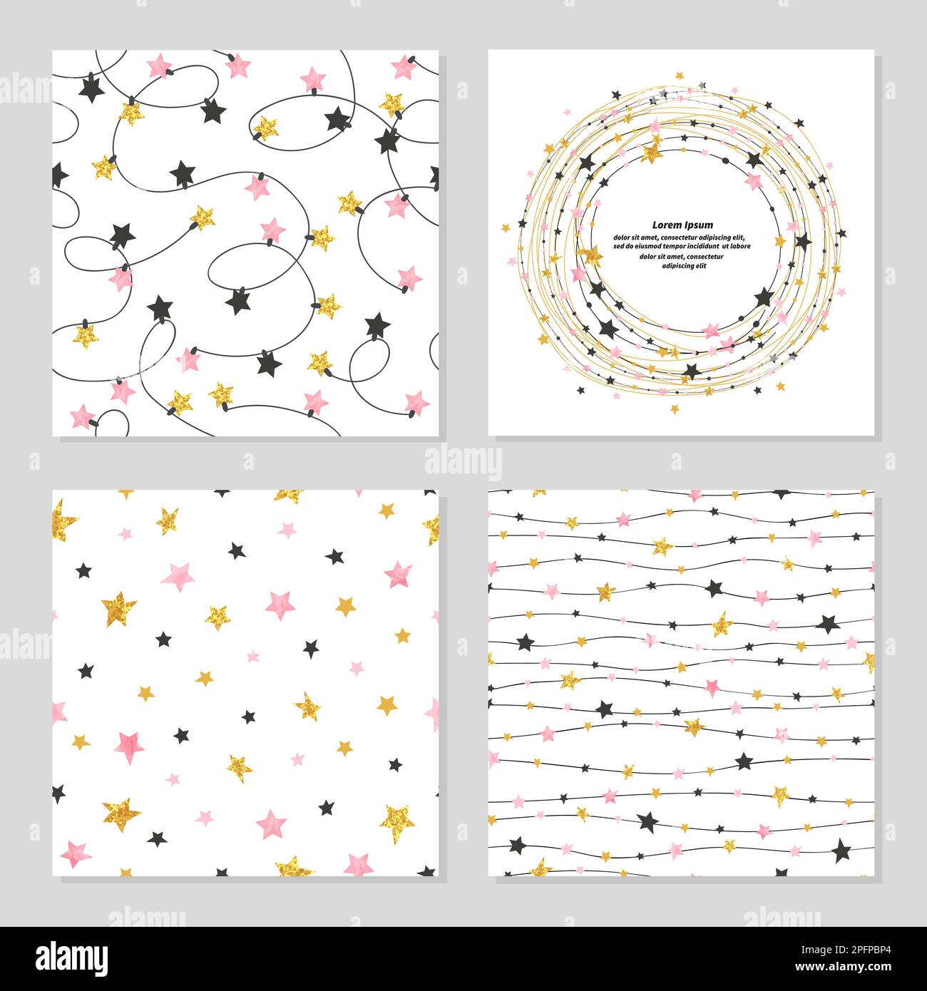 Set of celebration patterns with stars. Vector backgrounds Stock Vector ...