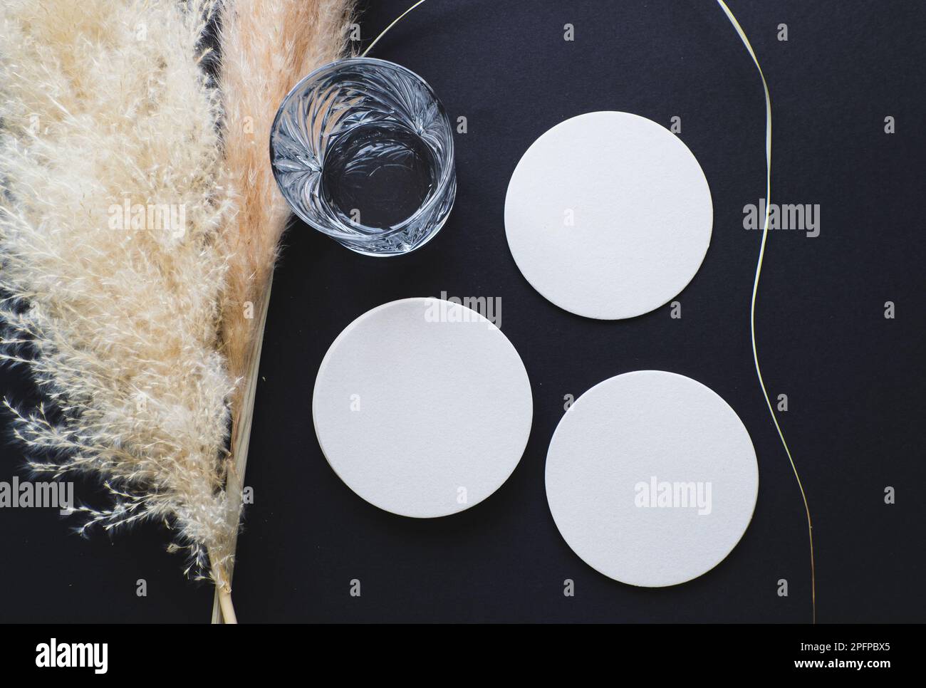 Minimal black and white, blank coaster (drip mat) mockup Stock Photo ...