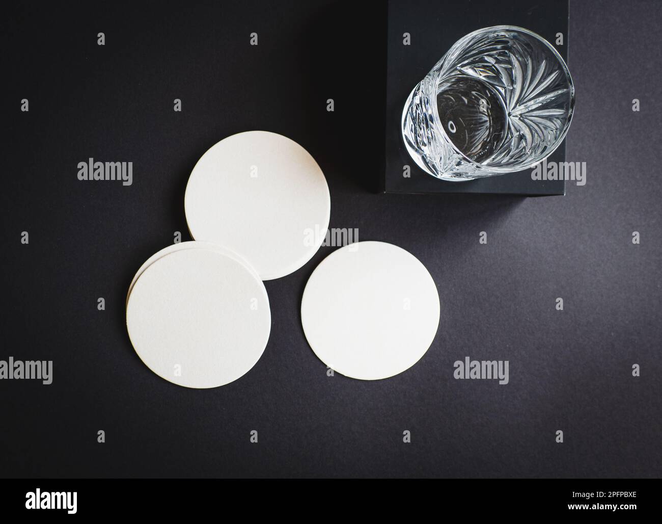 Minimal black and white, blank coaster (drip mat) mockup Stock Photo ...