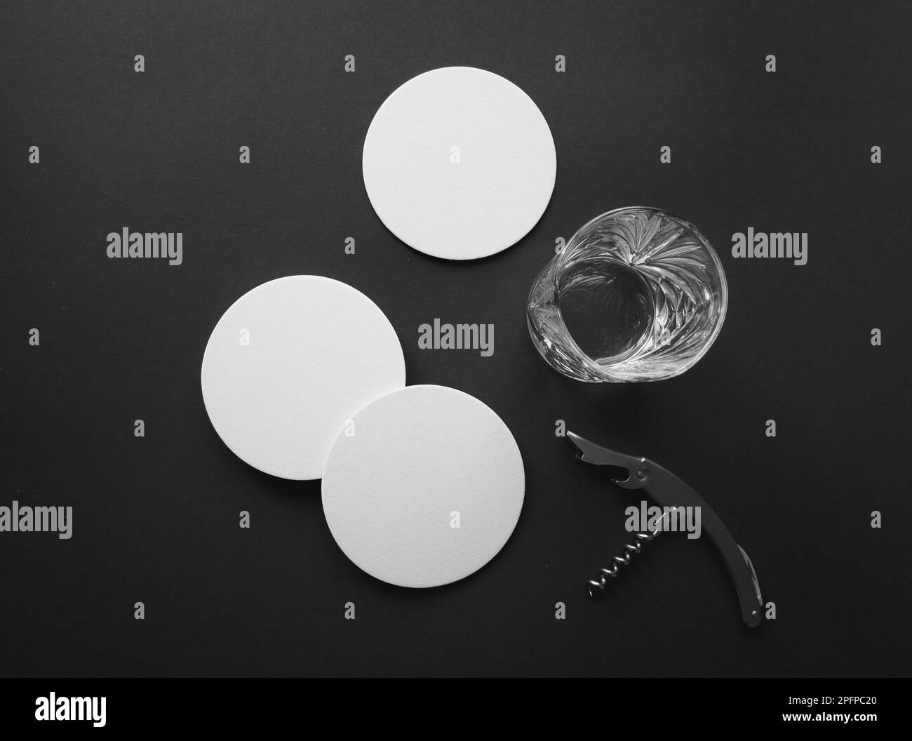 Minimal black and white, blank coaster (drip mat) mockup Stock Photo ... Minimal black and white, blank coaster (drip mat) mockup Stock Photo ...