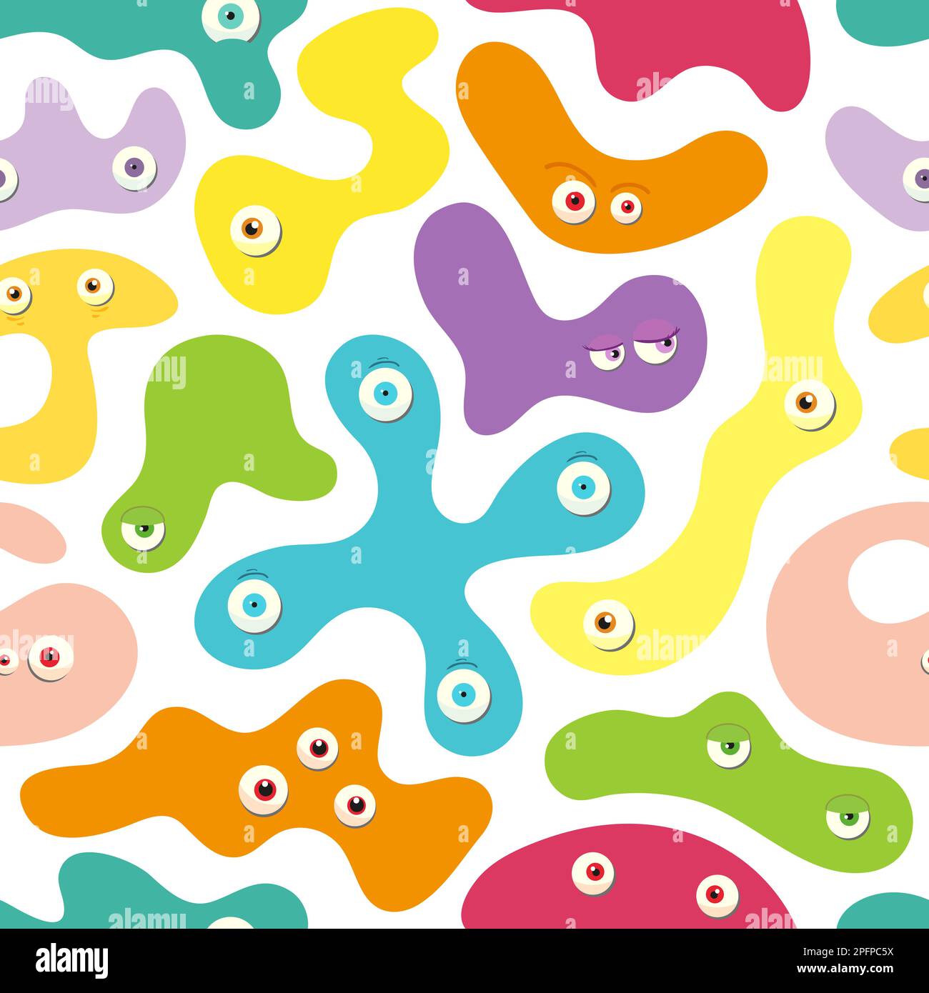 Abstract cute monsters pattern. Vector seamless colorful background ...