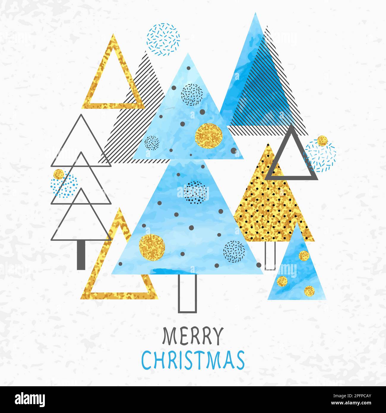 Merry Christmas card design in retro style. Stylized vector watercolor ...