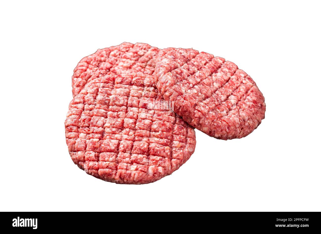 Fresh raw homemade minced beef steak burger in steel tray. Isolated on ...