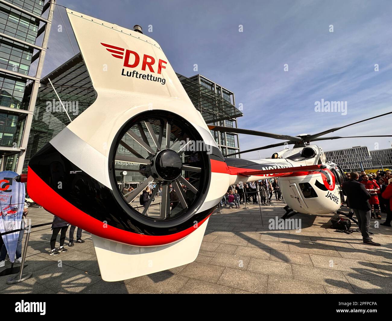 Berlin, Germany. 18th Mar, 2023. A rescue helicopter of the DRF ...