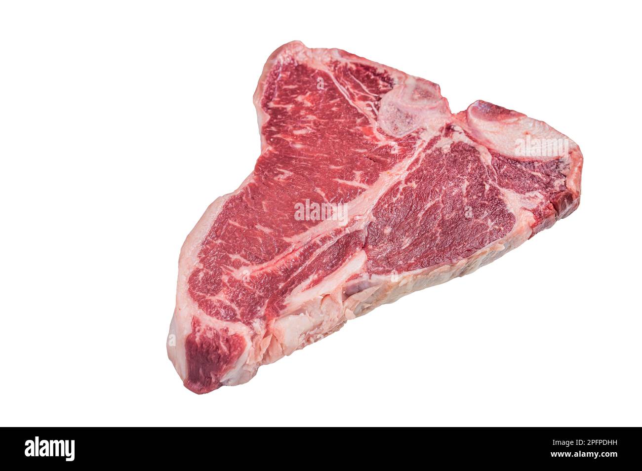 Porterhouse T-bone raw beef meat Steak. Isolated on white background ...