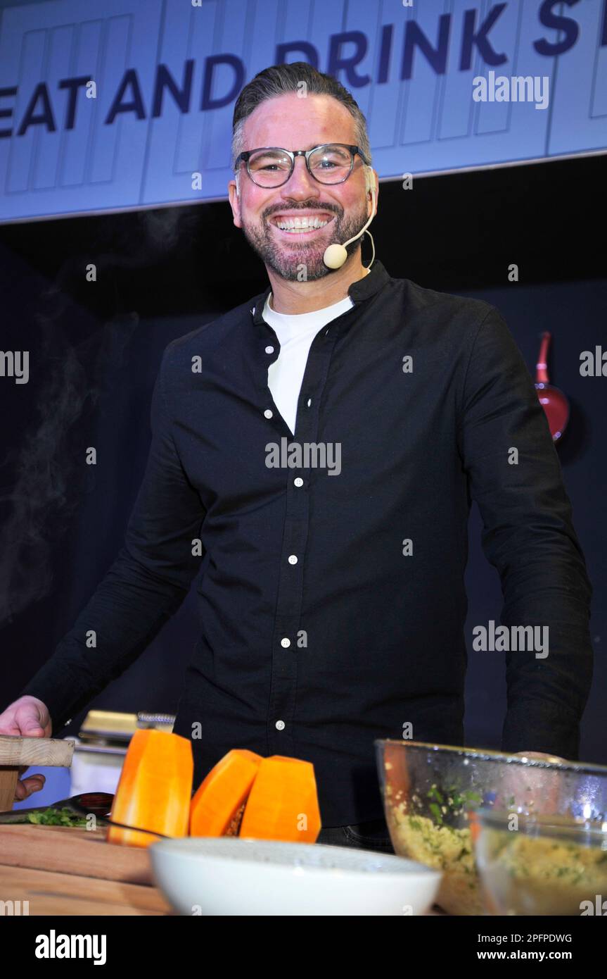 London UK . 17th March 2023. Chef, Dean Edwards at The Ideal Home Show ...