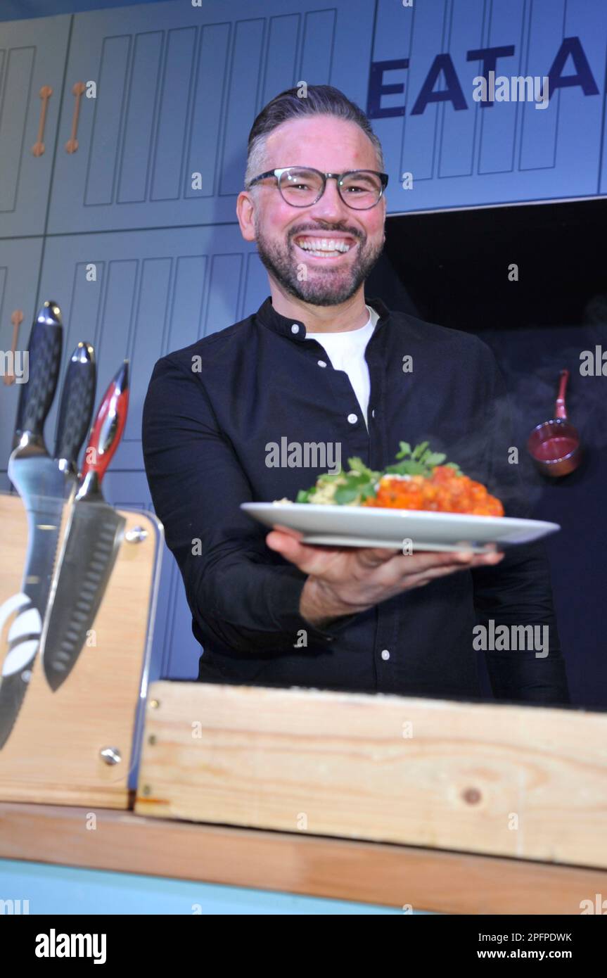 London UK . 17th March 2023. Chef, Dean Edwards at The Ideal Home Show ...