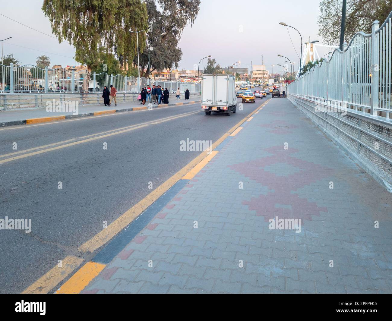 Baghdad, Iraq - Feb 28, 2023: Landscape Wide View of Al-Aimmah Bridge ...