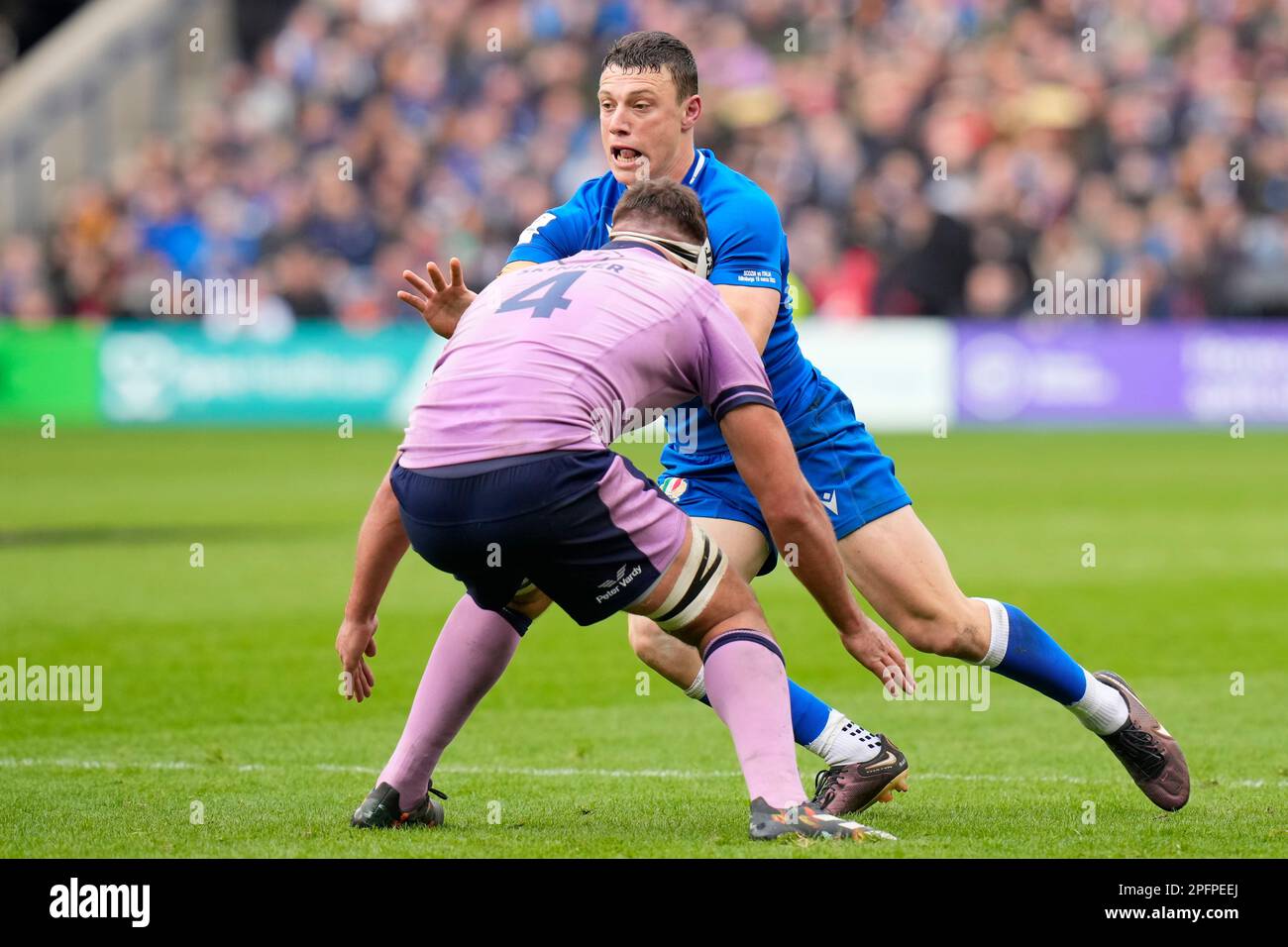 Edinburgh, UK. 18th Mar, 2023. Paolo Garbisi #10 of Italy runs at Sam ...