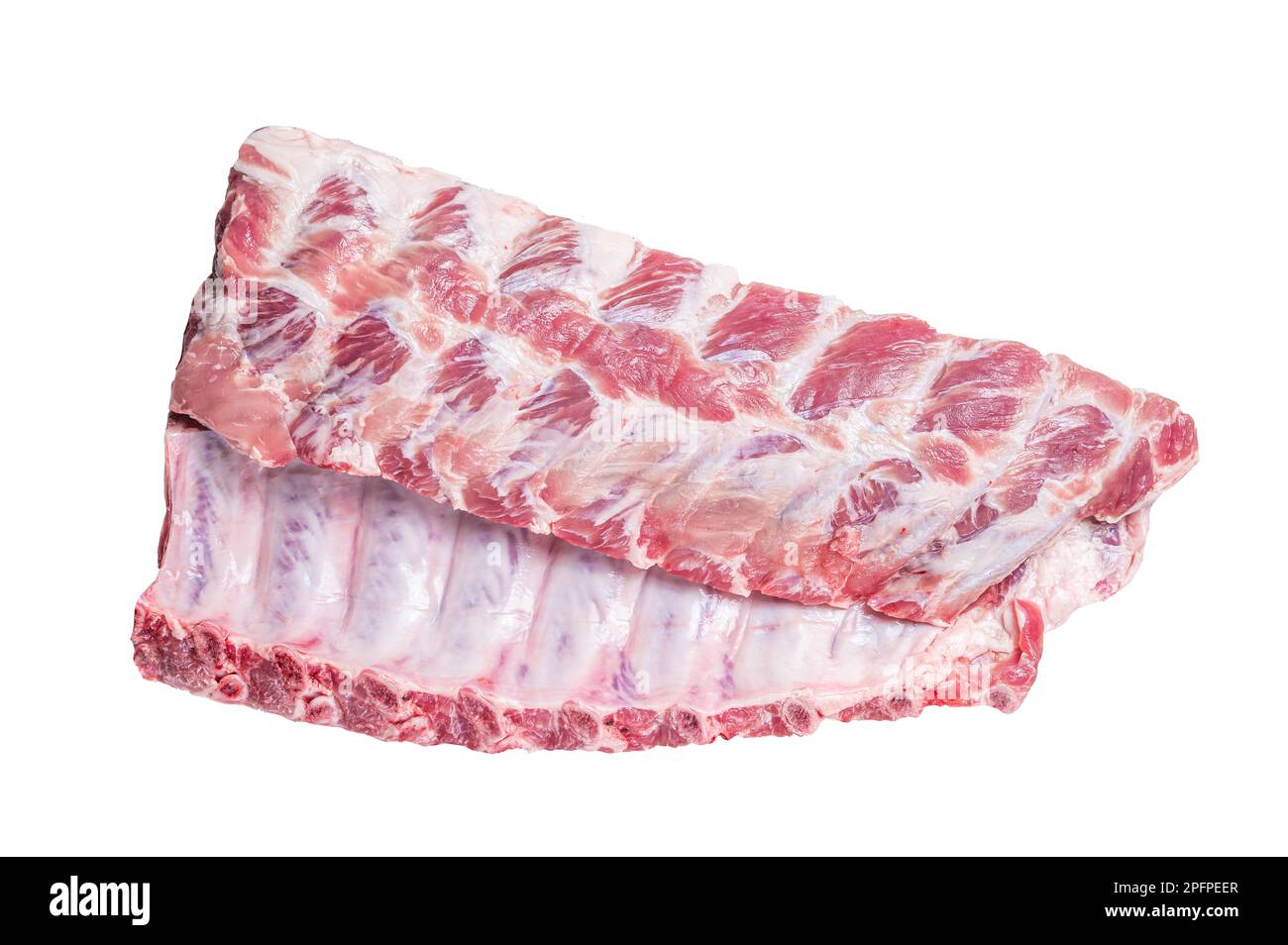 Raw rack of pork spare ribs. Isolated on white background Stock Photo ...