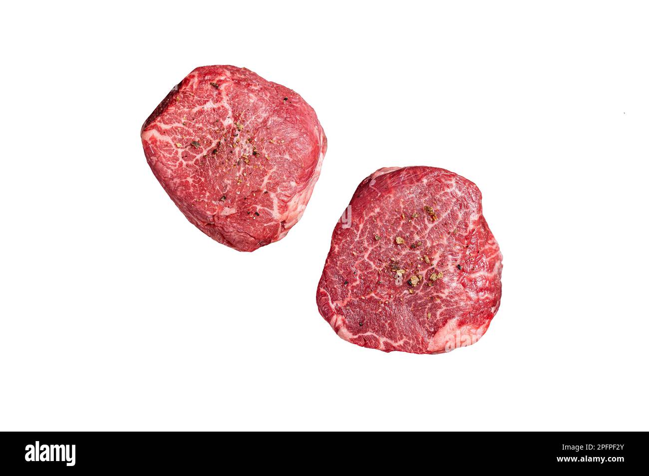 Fillet Mignon Beef steak, raw dry aged marble meat. Isolated on white ...