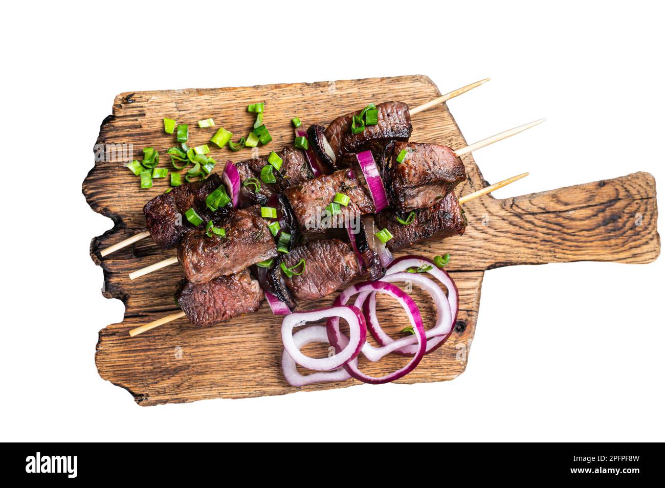 Shashlik grilled meat skewers, shish kebab with beef and lamb meat ...