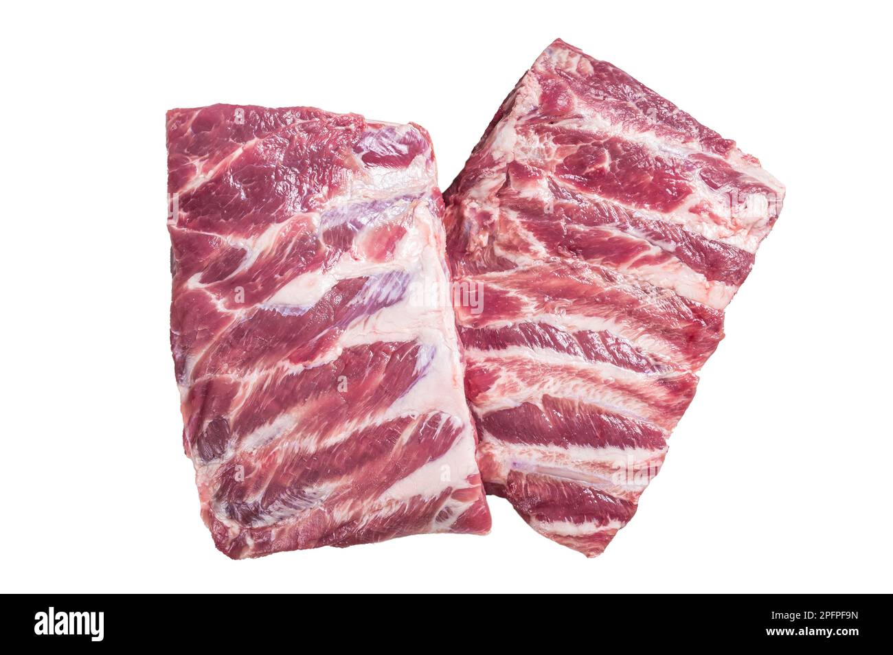 Rack of raw pork spare ribs. Isolated on white background Stock Photo ...