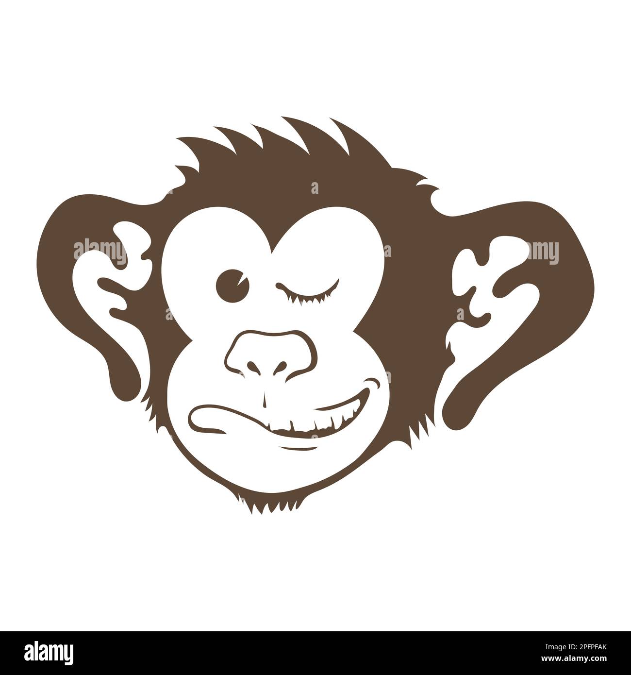 Monkey Icon Isolated on White Background. Cartoon Ape Head. Mascot ...