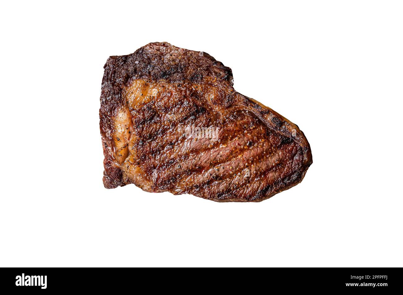 Grilled wagyu Rib Eye steak, marbled beef meat with salt. Isolated on ...