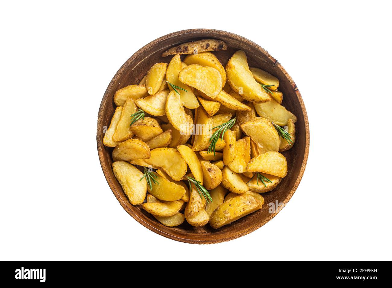 Roasted Potato Wedges With Rosemary Organic Vegetarian Potato Wedges Meal Isolated On White
