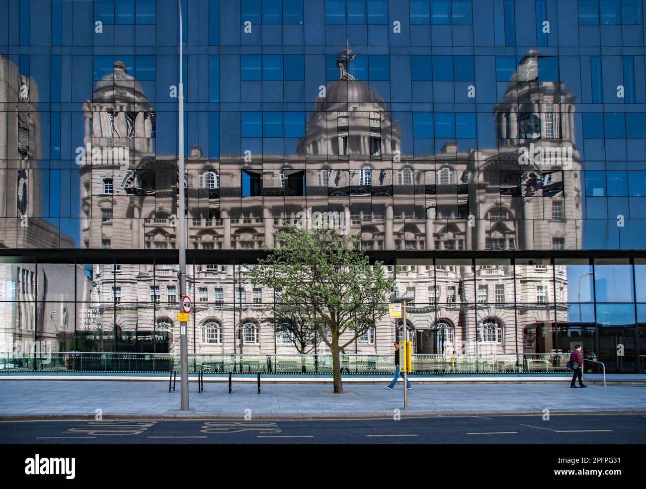 Liver building reflection in glass facade of opposite building Stock ...