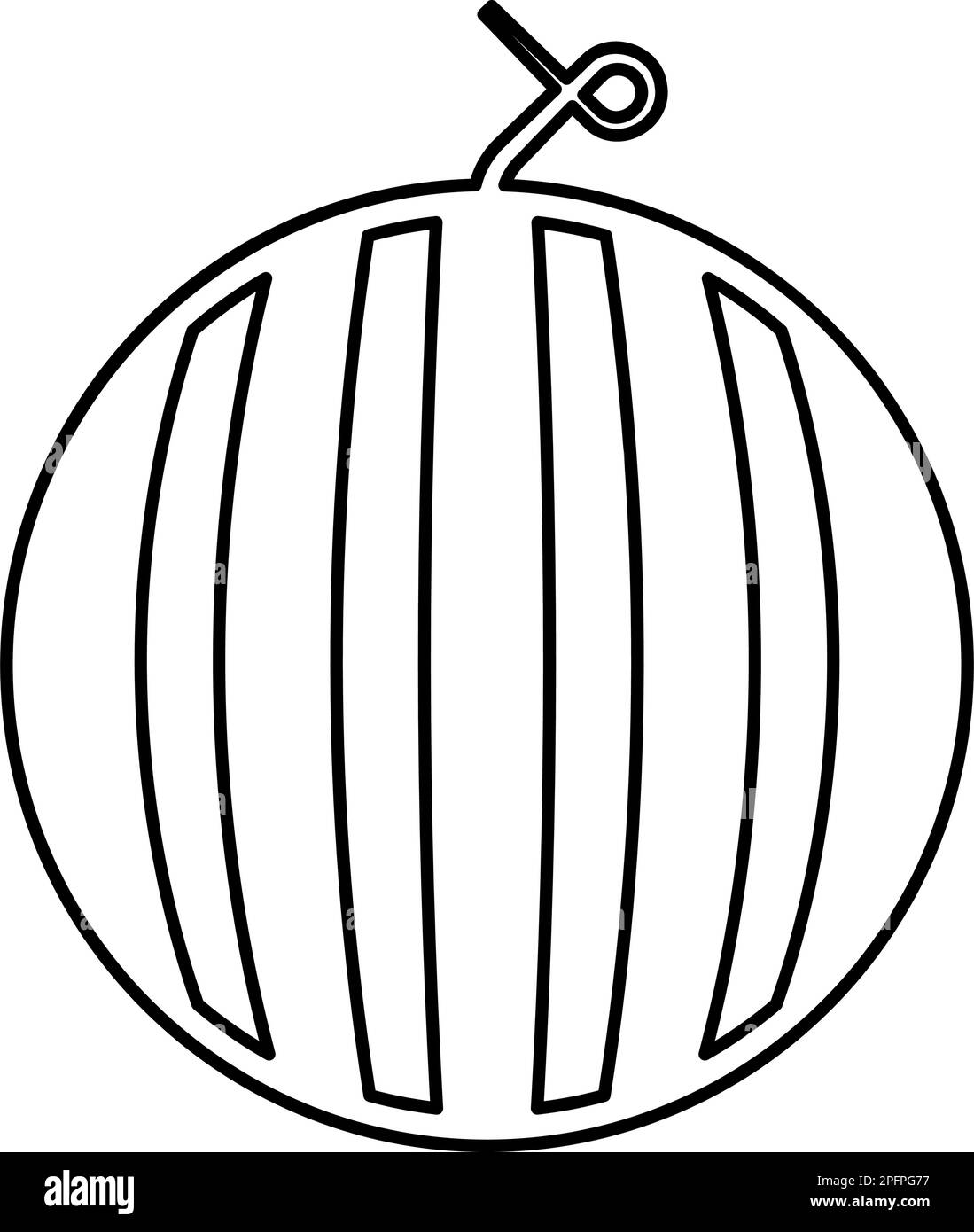 Watermelon contour outline line icon black color vector illustration ...