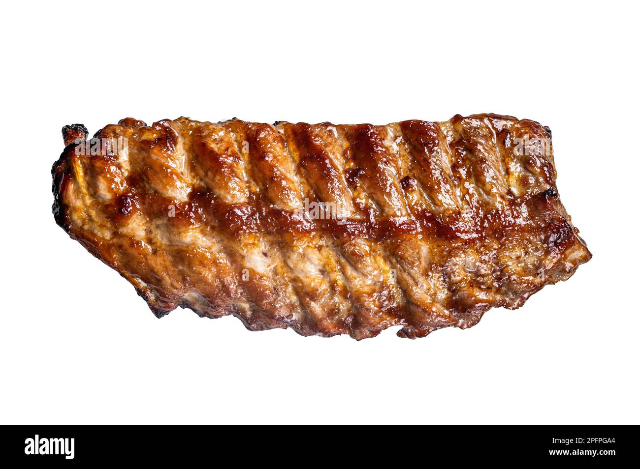 Barbecue grilled pork spare ribs. Isolated on white background Stock ...