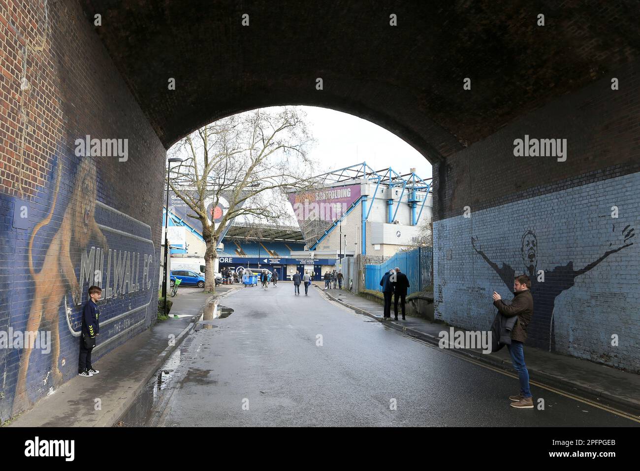 London, UK. 18th Mar, 2023. A general view of Millwall fans posing for ...