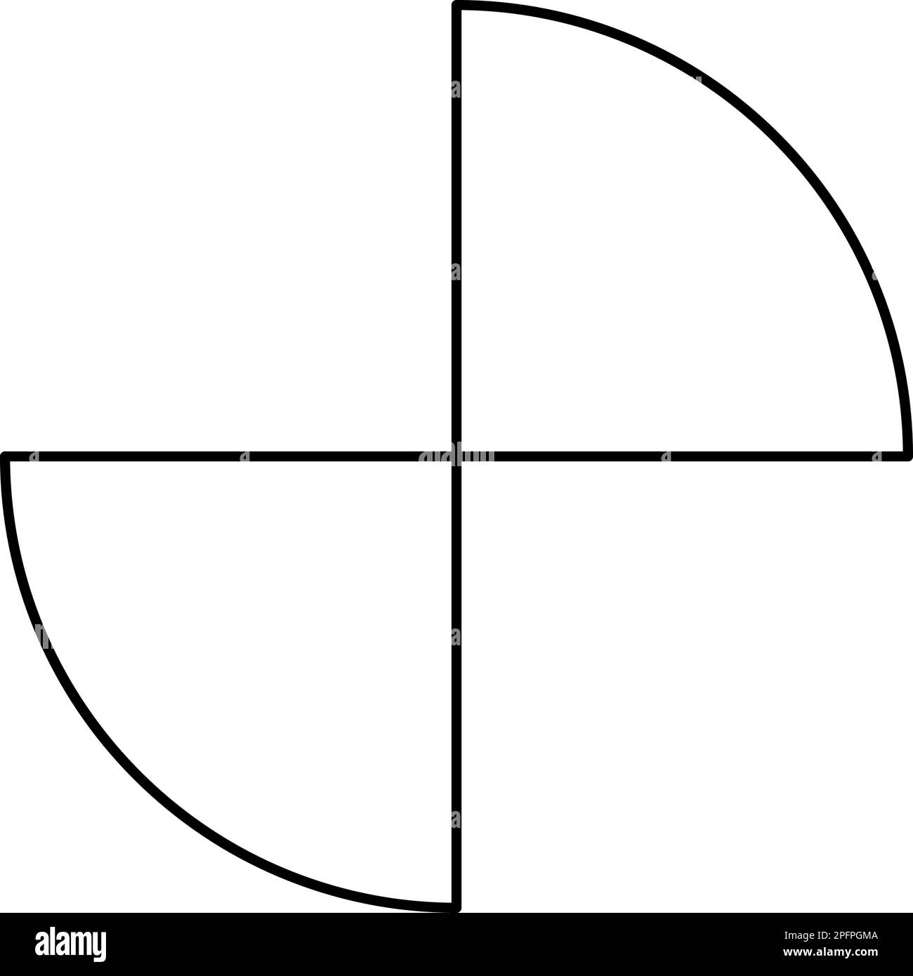 Part circle 1/2 2 two contour outline line icon black color vector ...