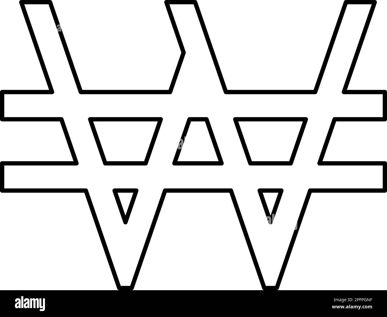 Symbol won Korea money sign KRW currency monetary contour outline line ...