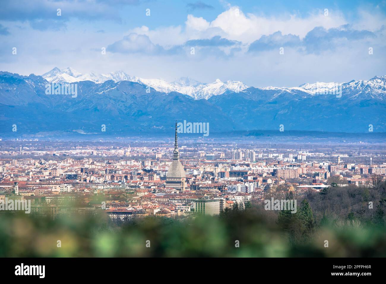 Italy, Piemont, Turin, View from above of Turin. View fron Parco Europa ...