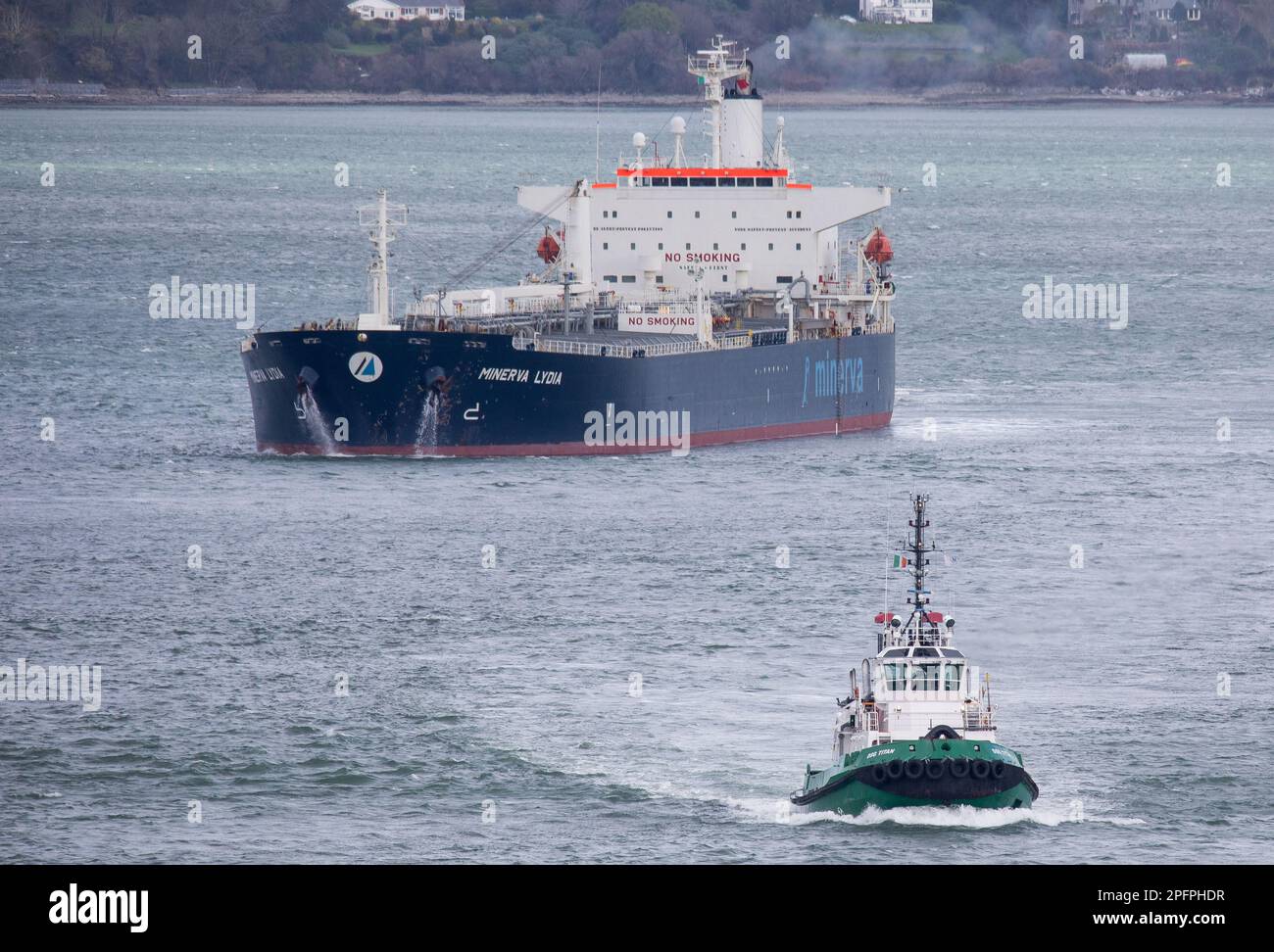 Whitegate, Cork, Ireland. 18th March, 2023. Tug Boat DSG Titan leads ...