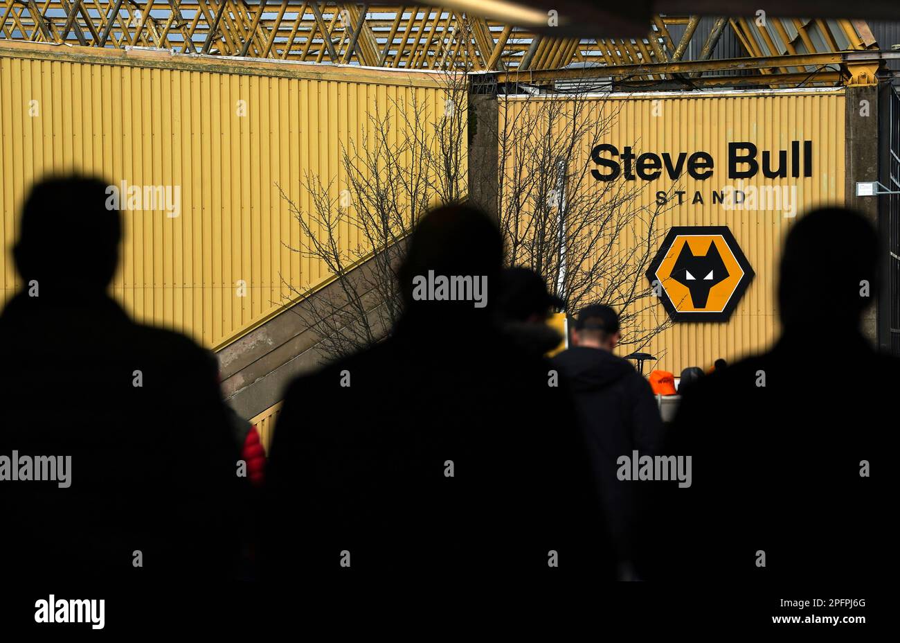 Fans make their way to the stadium with the Steve Bull Stand in the ...