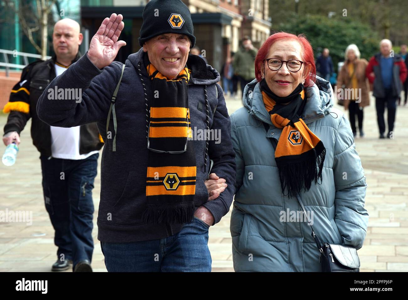 Wolverhampton Wanderers fans make their way to the stadium ahead of the ...