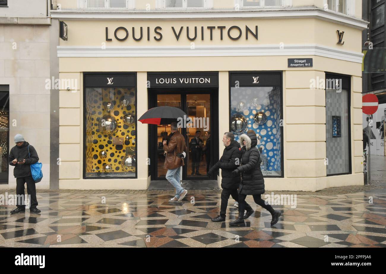 Copenhagen /Denmark/18 March 2023/ Louis Vuittons store and shopper ...
