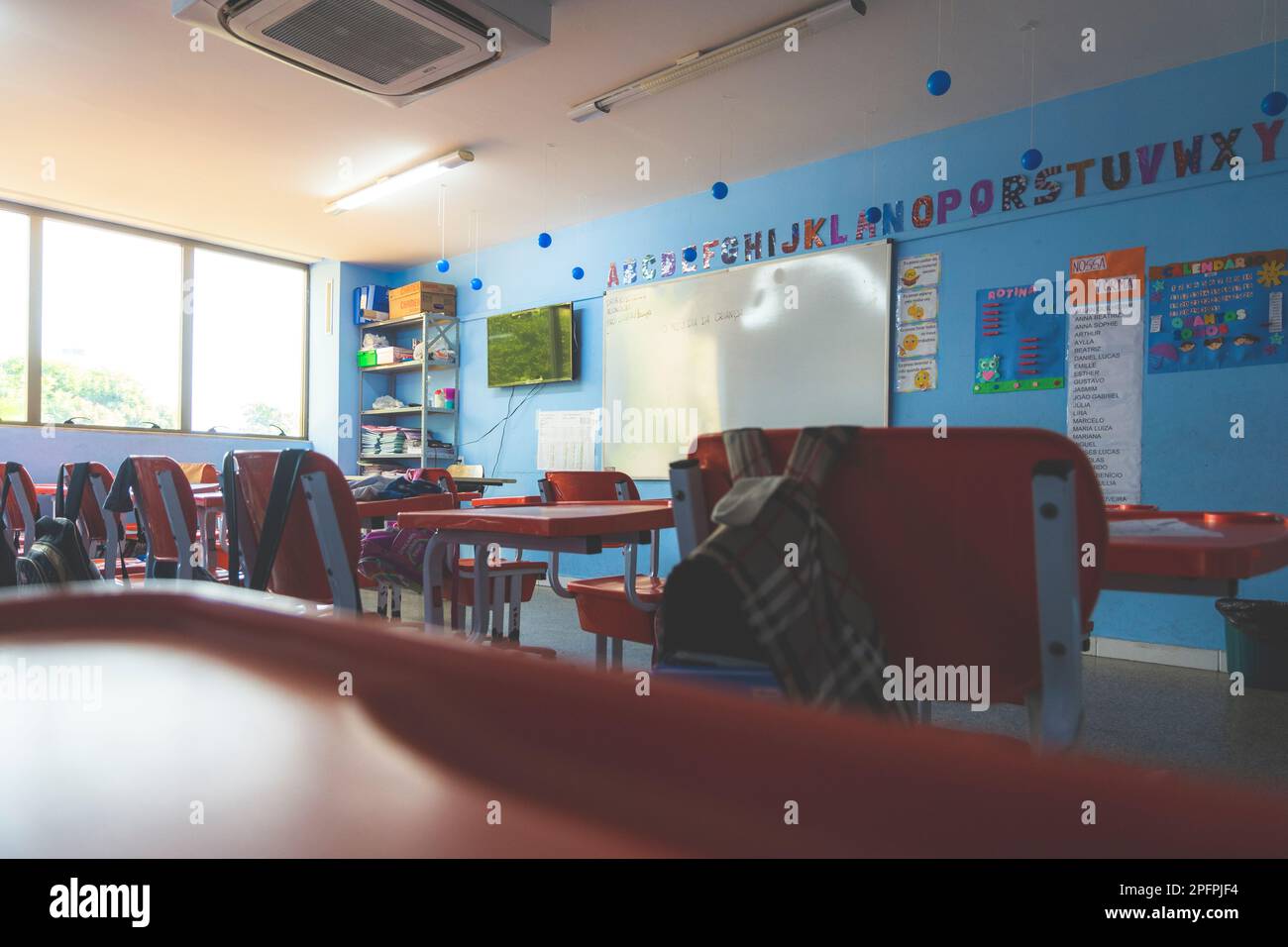 Internal view of an empty classroom of the public school of the city of ...