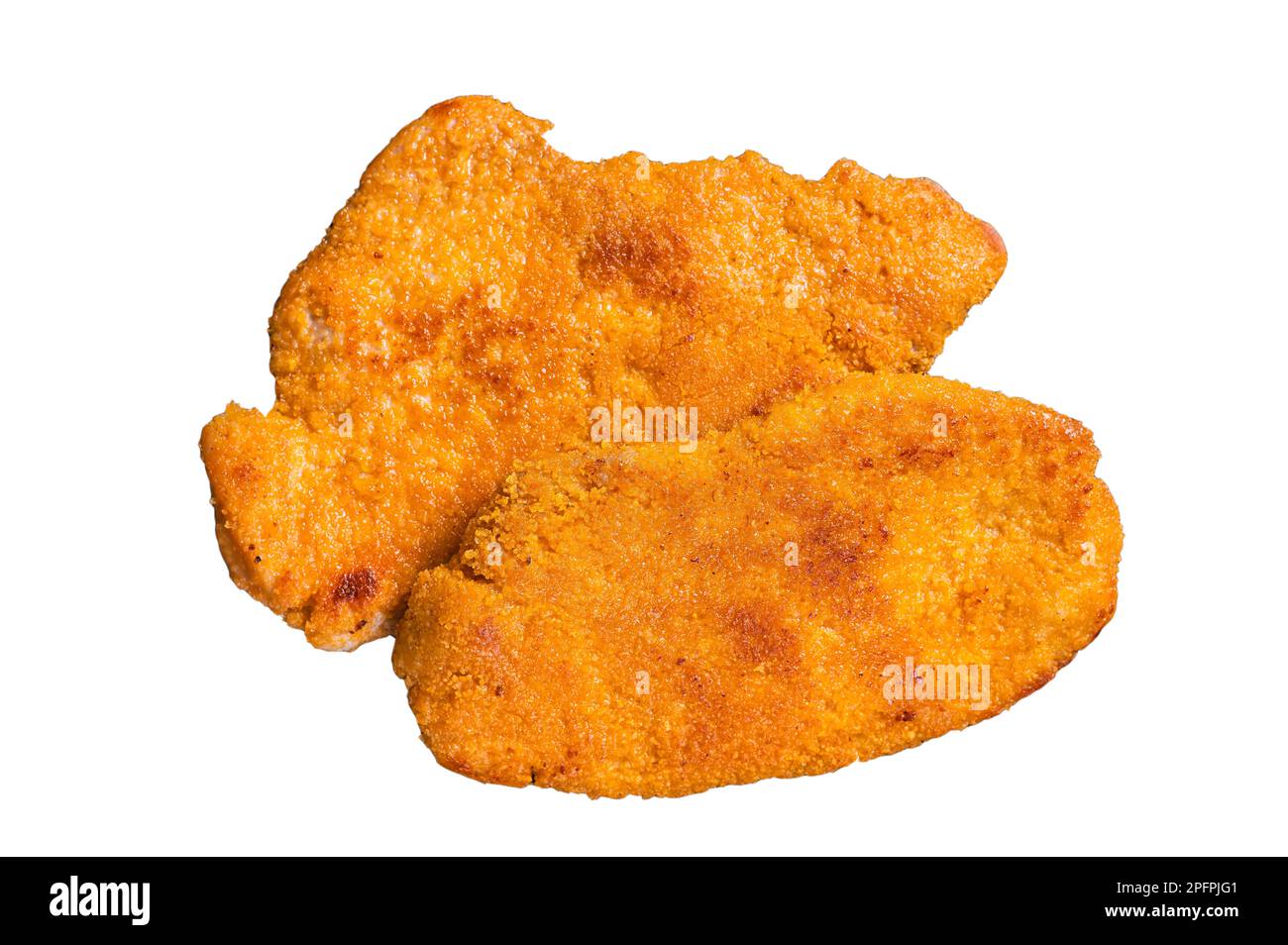 Roasted breaded german weiner schnitzel on a plate. Isolated on white ...