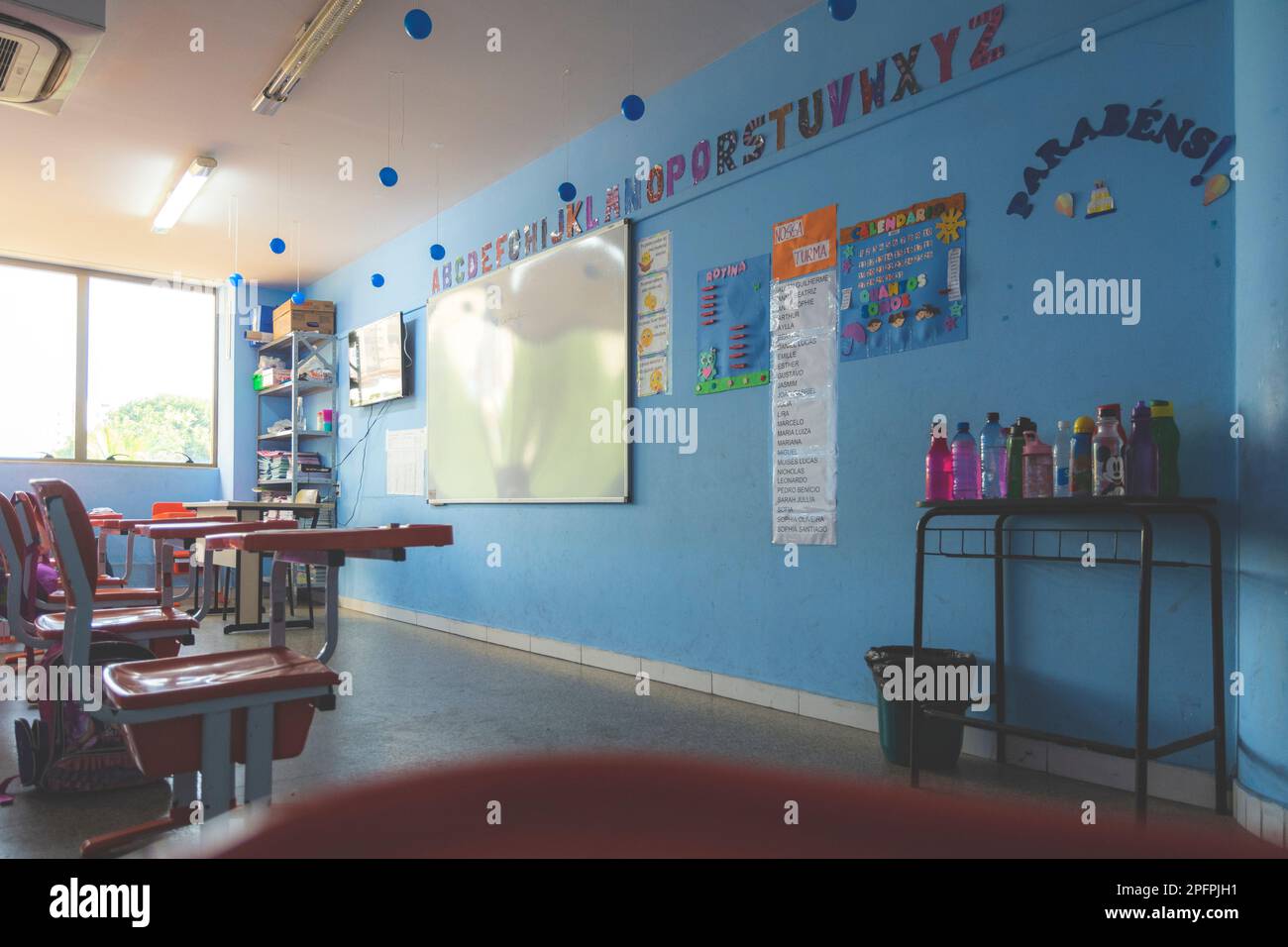 Internal view of an empty classroom of the public school of the city of ...