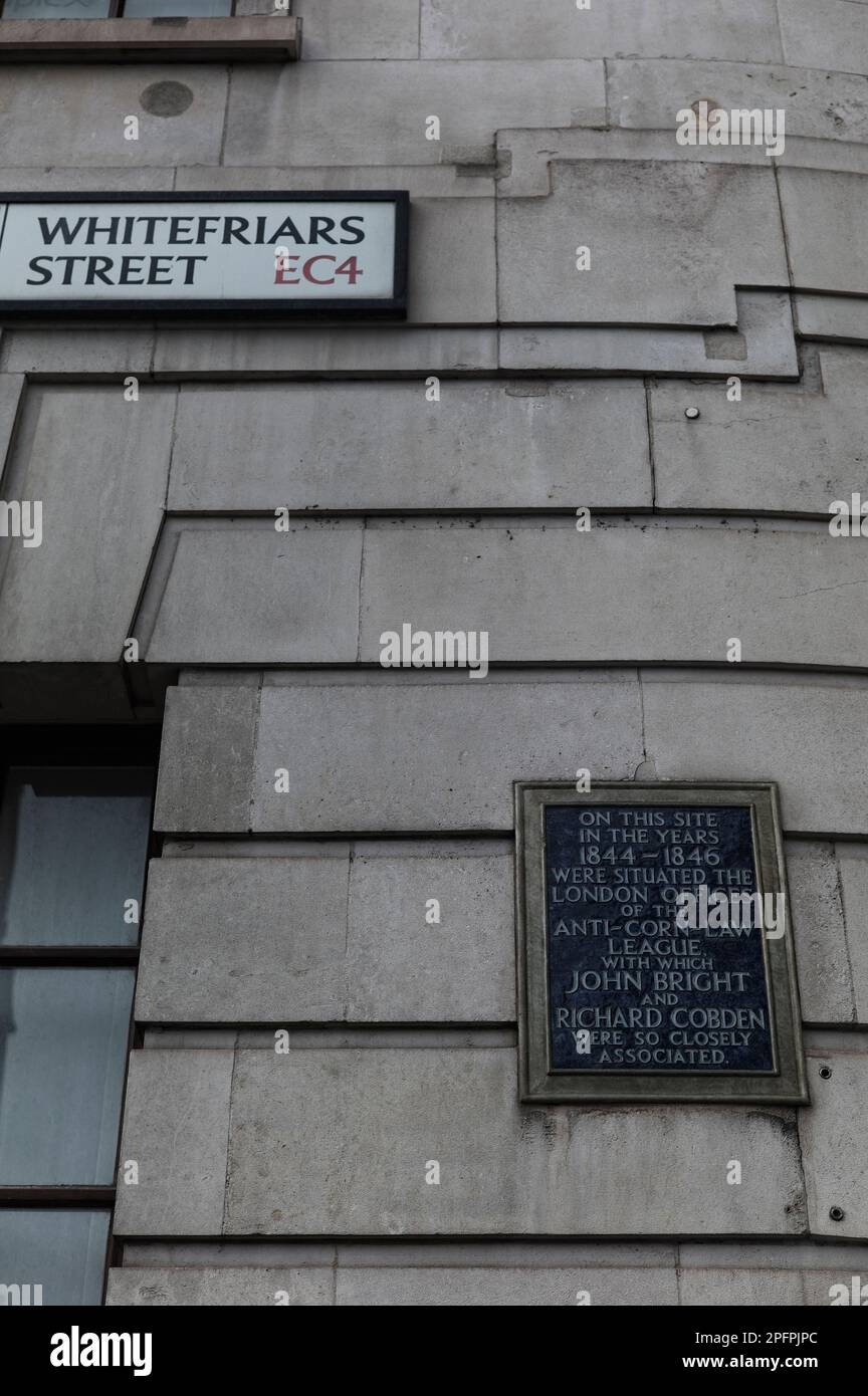 On this site 1844-1846 were the offices of the Anti-Corn Law League ...