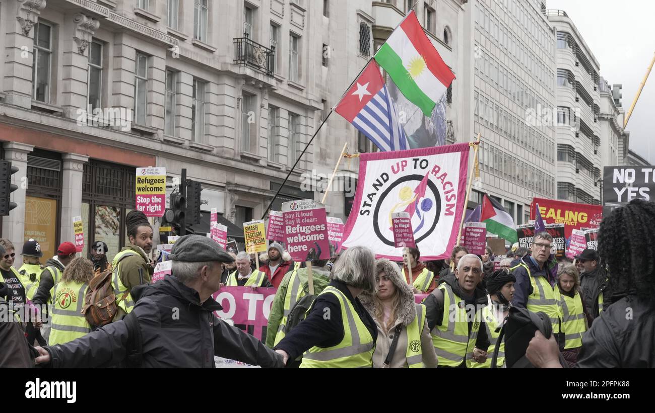 London, UK. 18th March, 2023.Supporters holding hands for the UN Anti ...