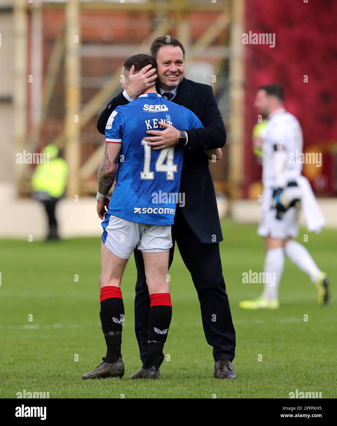 Rangers manager Michael Beale and Ryan Kent after the final whistle of ...