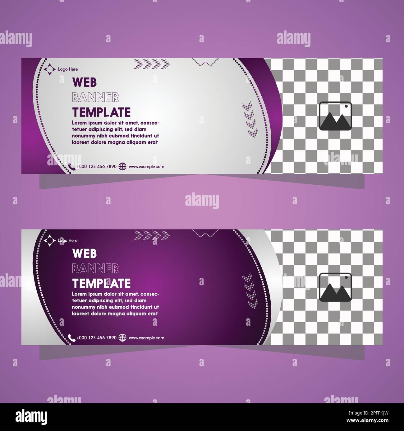 two vector Website Banner design with per pal and white color fully ...