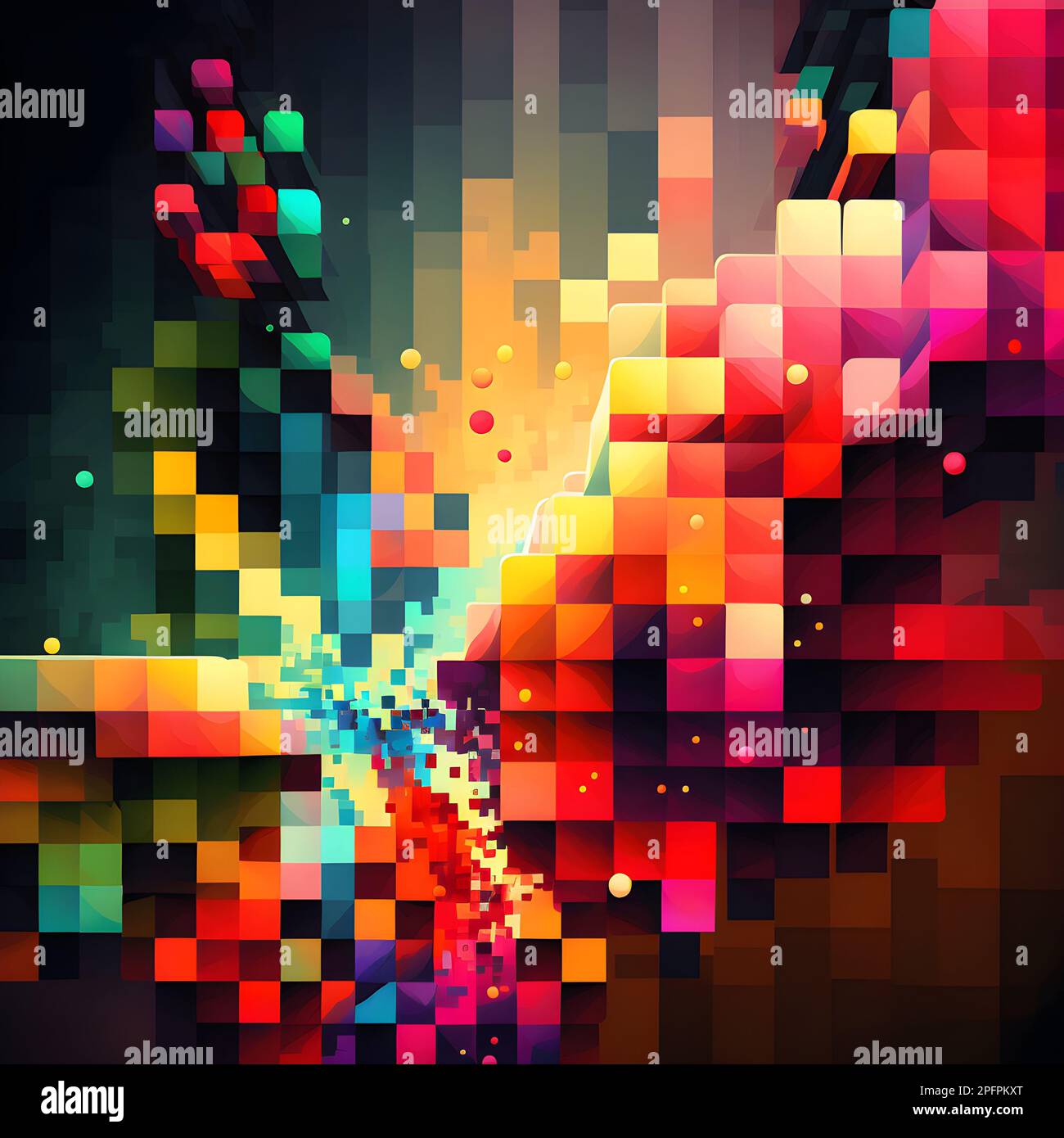 A vibrant abstract mosaic-style wallpaper featuring an array of colors ...