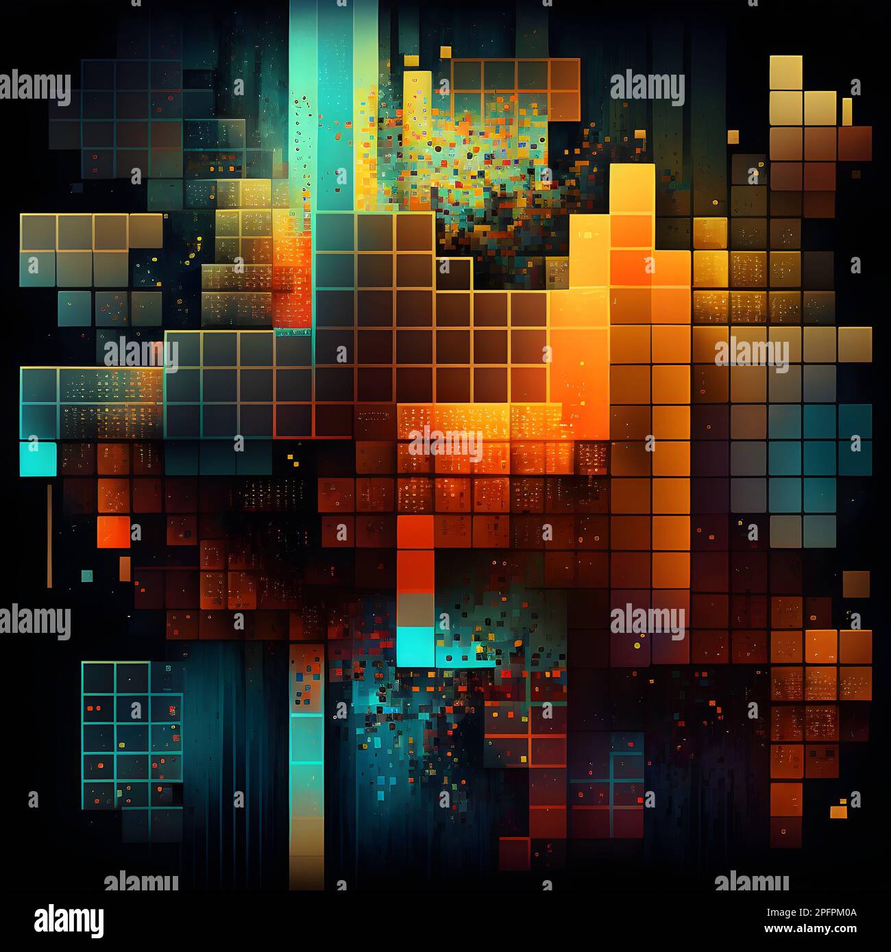 An abstract digital artwork of an orange and blue background ...