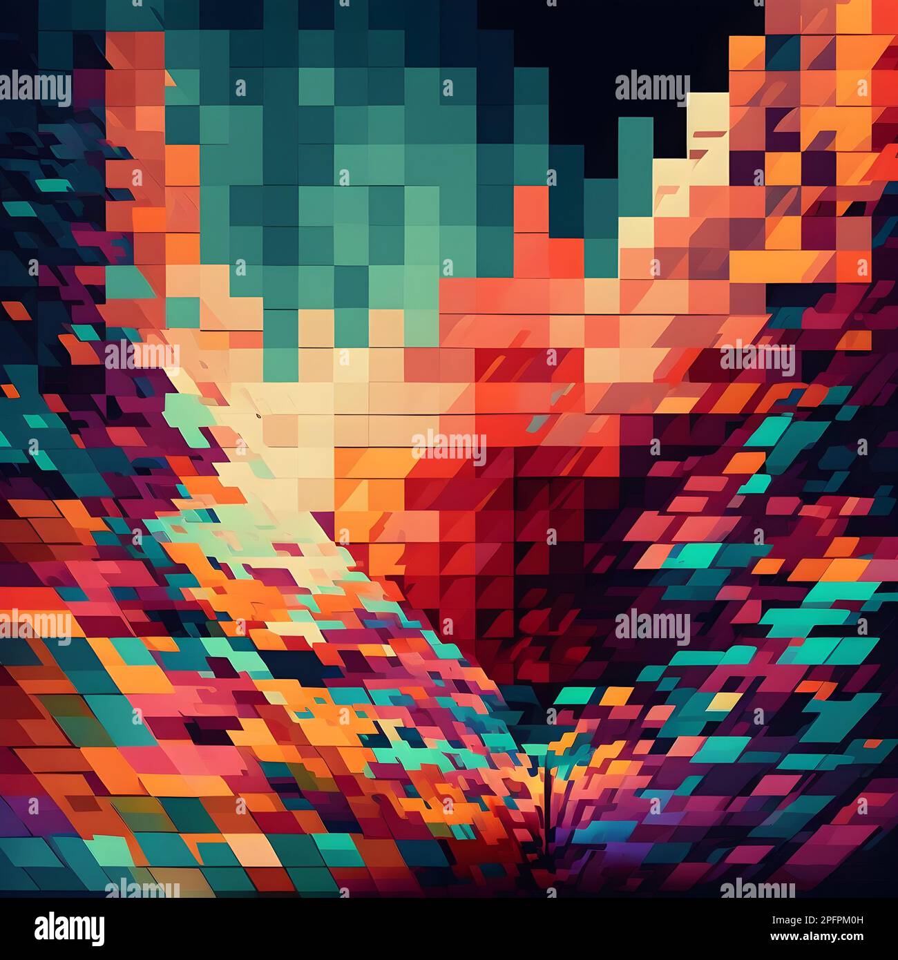 A modern digital wallpaper featuring abstract shapes on either side ...