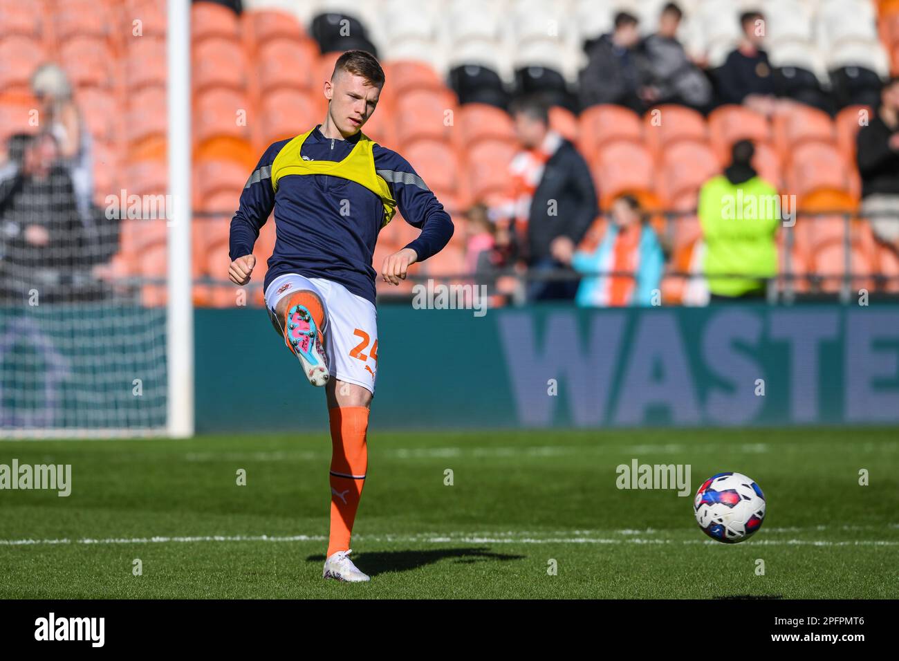 Andy Lyons #24 of Blackpool during the pre-game warmup ahead of the Sky ...