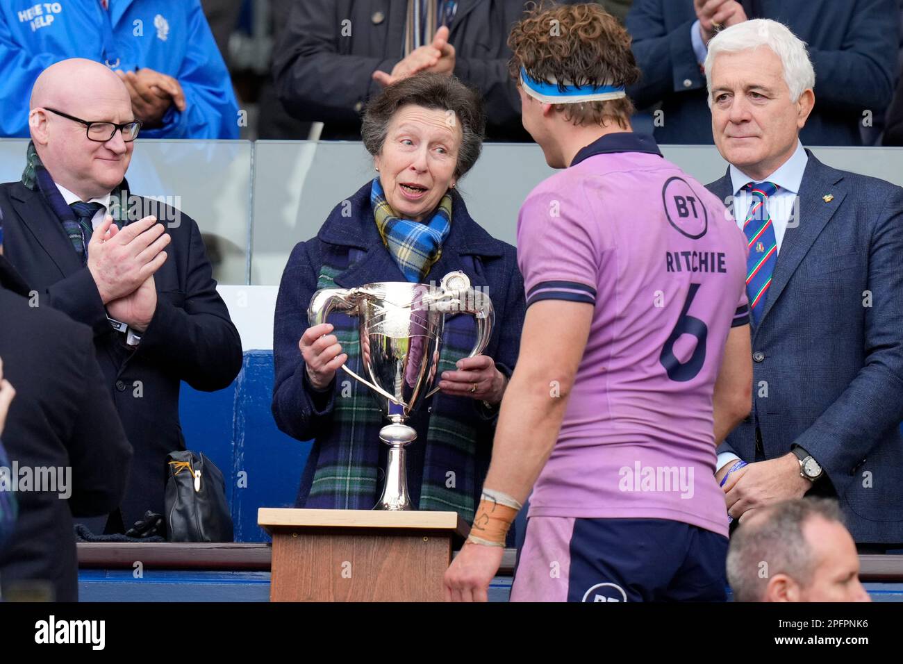 HRH Princess Anne presents the trophy to the Scottish Captain Jamie ...