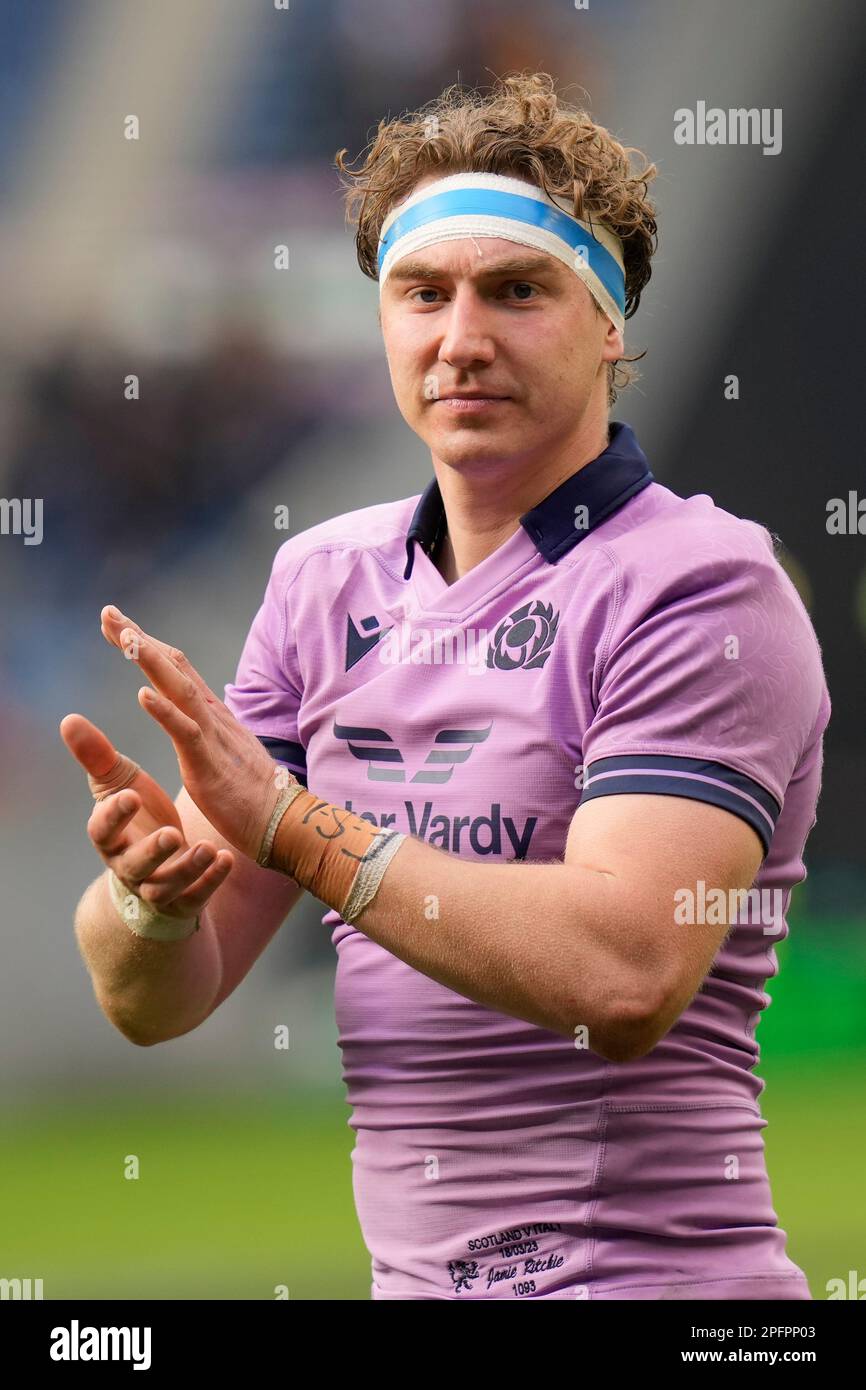 Jamie Ritchie #6 of Scotland salutes the fans after the 2023 Guinness 6 ...