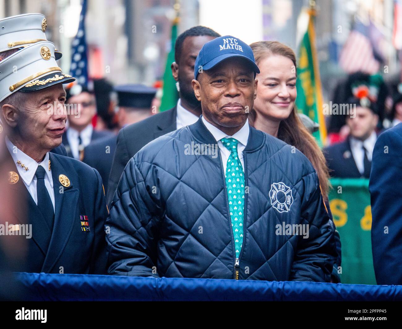 New York, New York, USA. 17th Mar, 2023. NYC Mayor Eric Adams, wearing ...