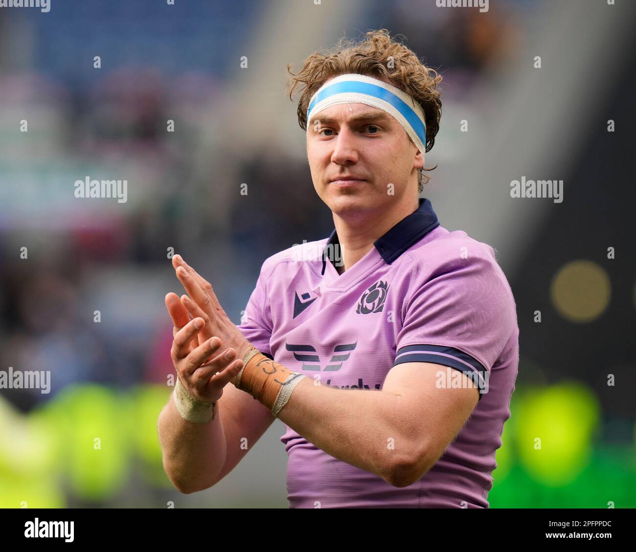 Edinburgh, UK. 18th Mar, 2023. Jamie Ritchie #6 of Scotland salutes the ...