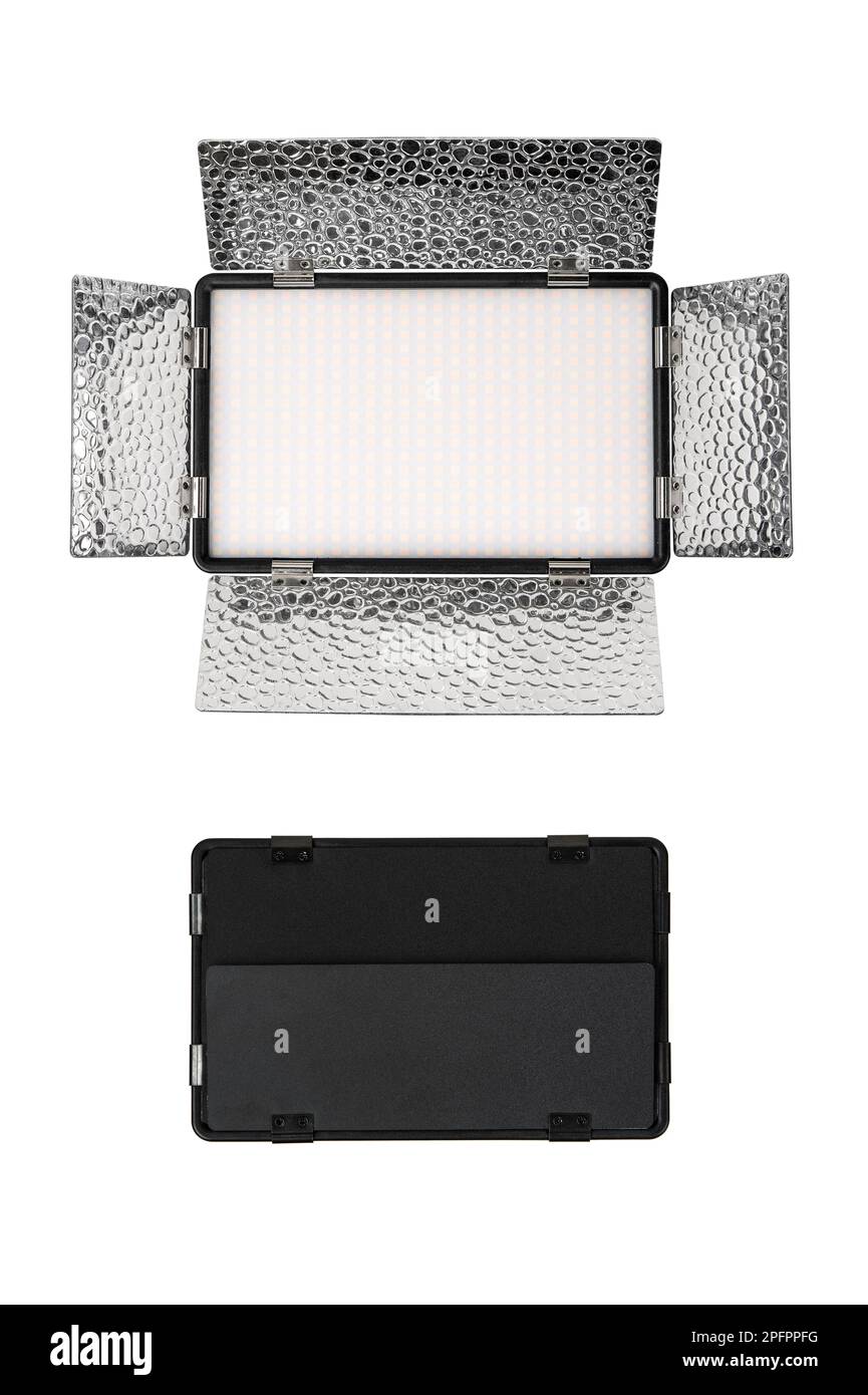 Photo and video lamp isolate on white background. LED lamp with special ...