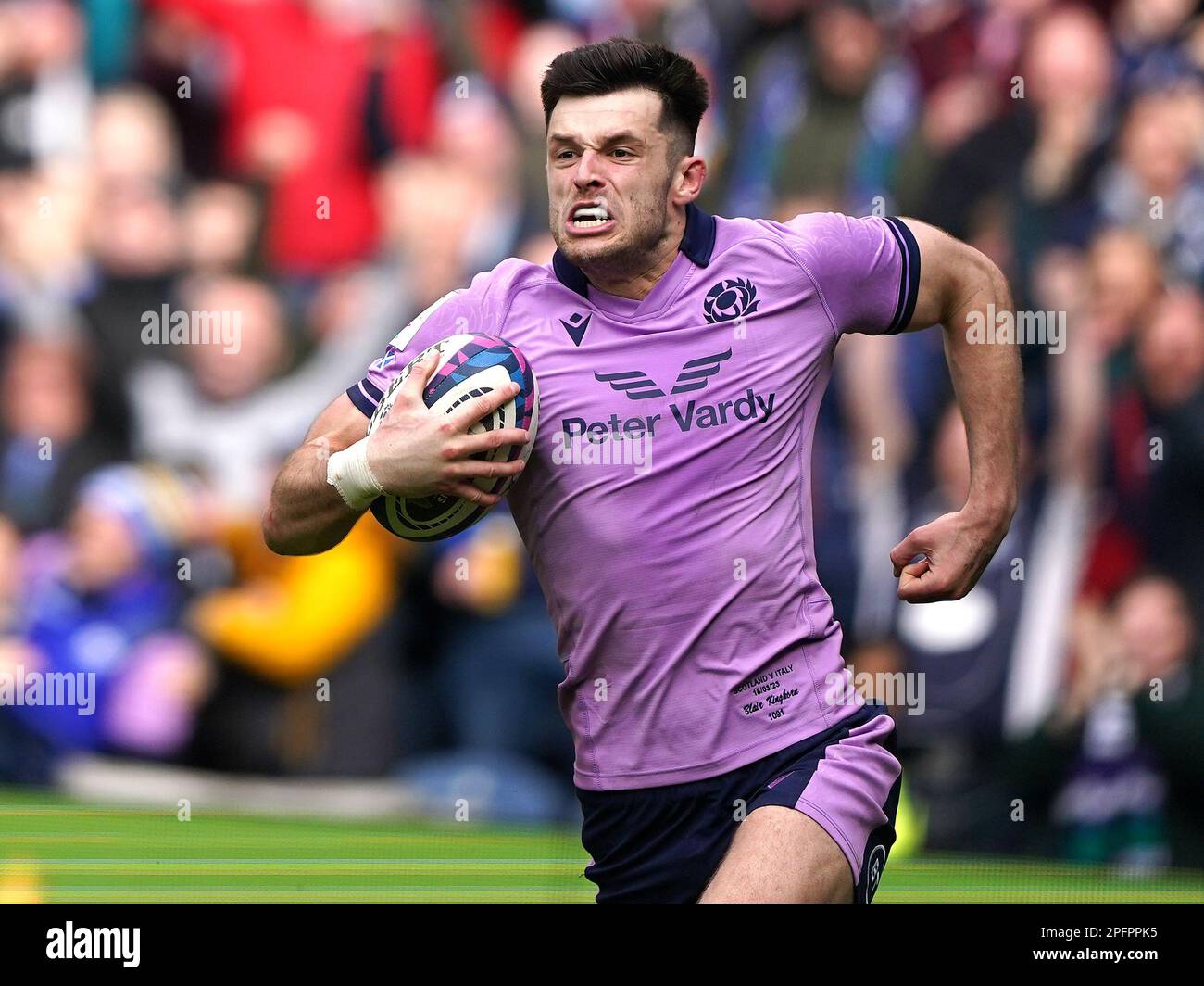 Scotland's Blair Kinghorn scores his side's fourth try and his third ...