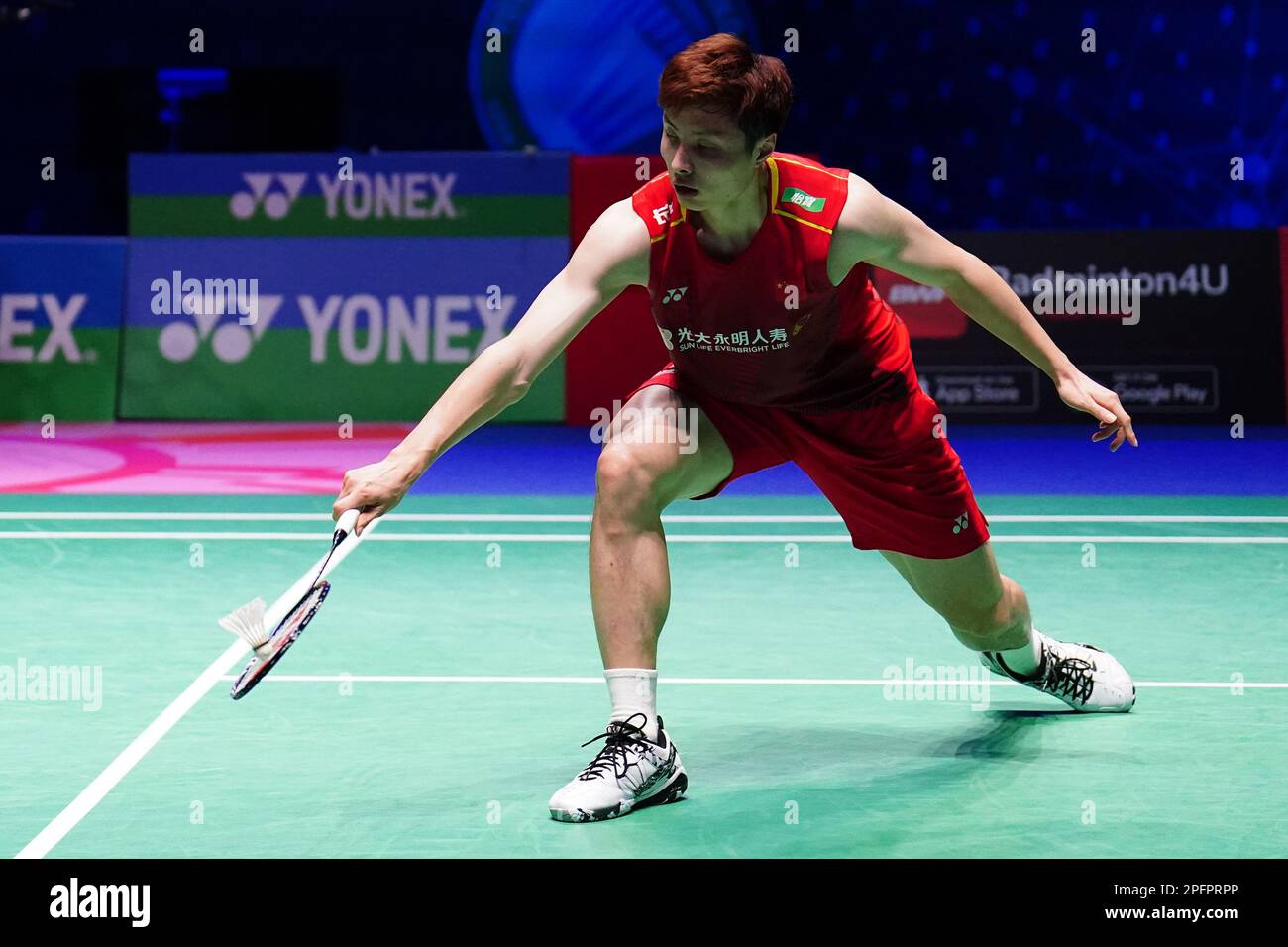 Chinas Shi Yu Qi In Action Against Malaysias Lee Zii Jia Not Pictured During Day Five Of The