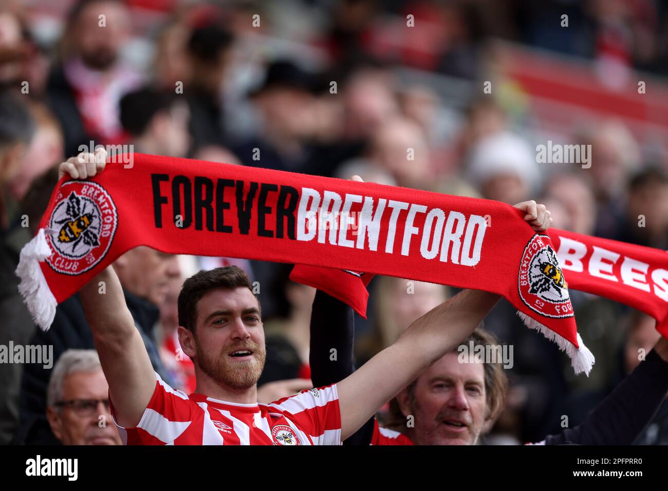 Brentford fans in the stands during the Premier League match at Gtech ...